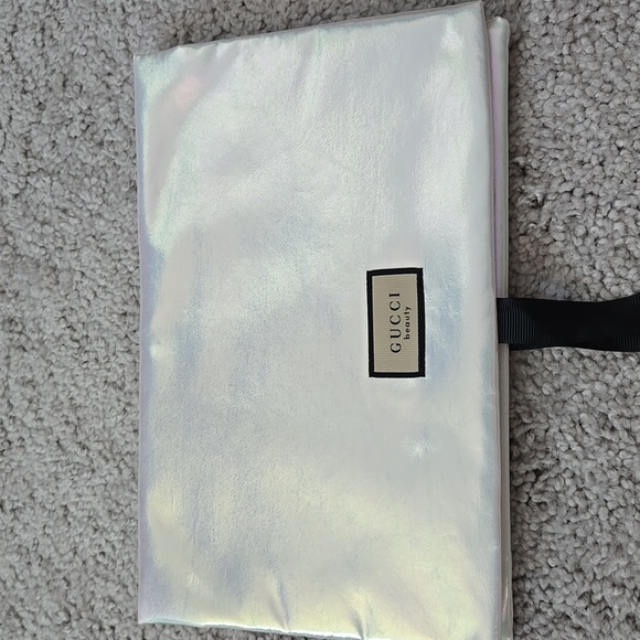 Gucci | Bags | Brand New Gucci Pouch Bag Metallic Silver With Beautiful ...